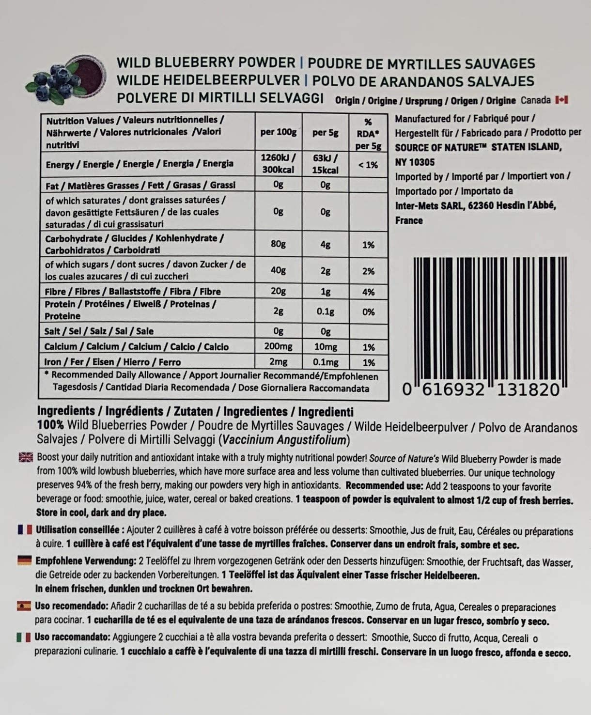Wild Blueberry Powder 3.5 oz (100g) 100% Whole Berry – 21st Century ...